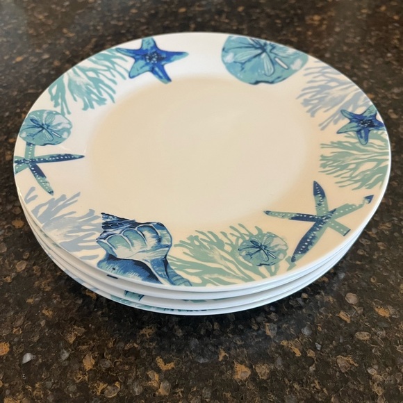 Royal Norfolk | Dining | Royal Norfolk White Blue Nautical 8 Seashell ...
